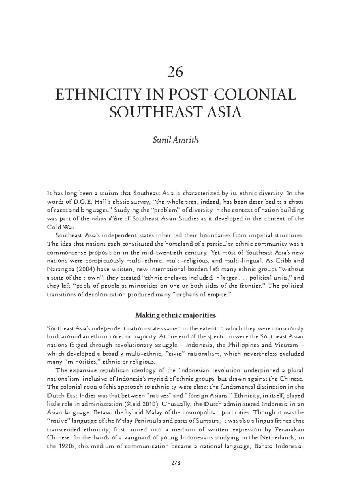 Amrith Ethnicity in Post-Colonial Southeast Asia - 26 ETHNICITY IN POST ...