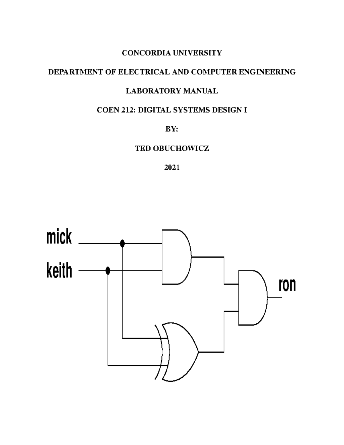 COEN 212 LAB Manual: Digital Systems Design I (2021 Edition) - Studocu