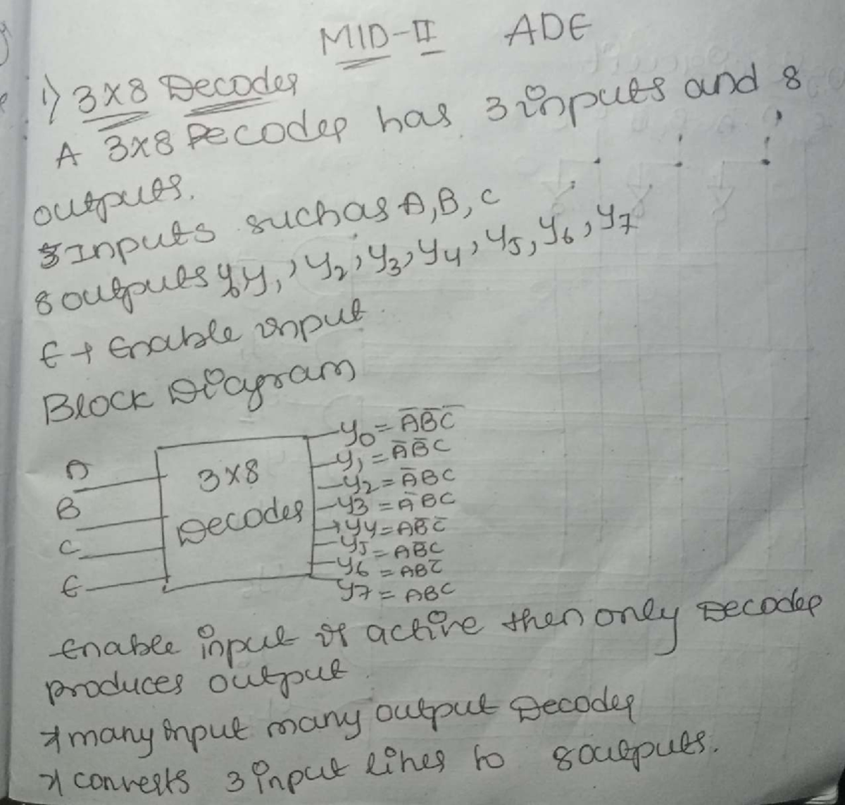 ADE 3x8 Decoder and Full Adder/Subtractor Overview - Studocu