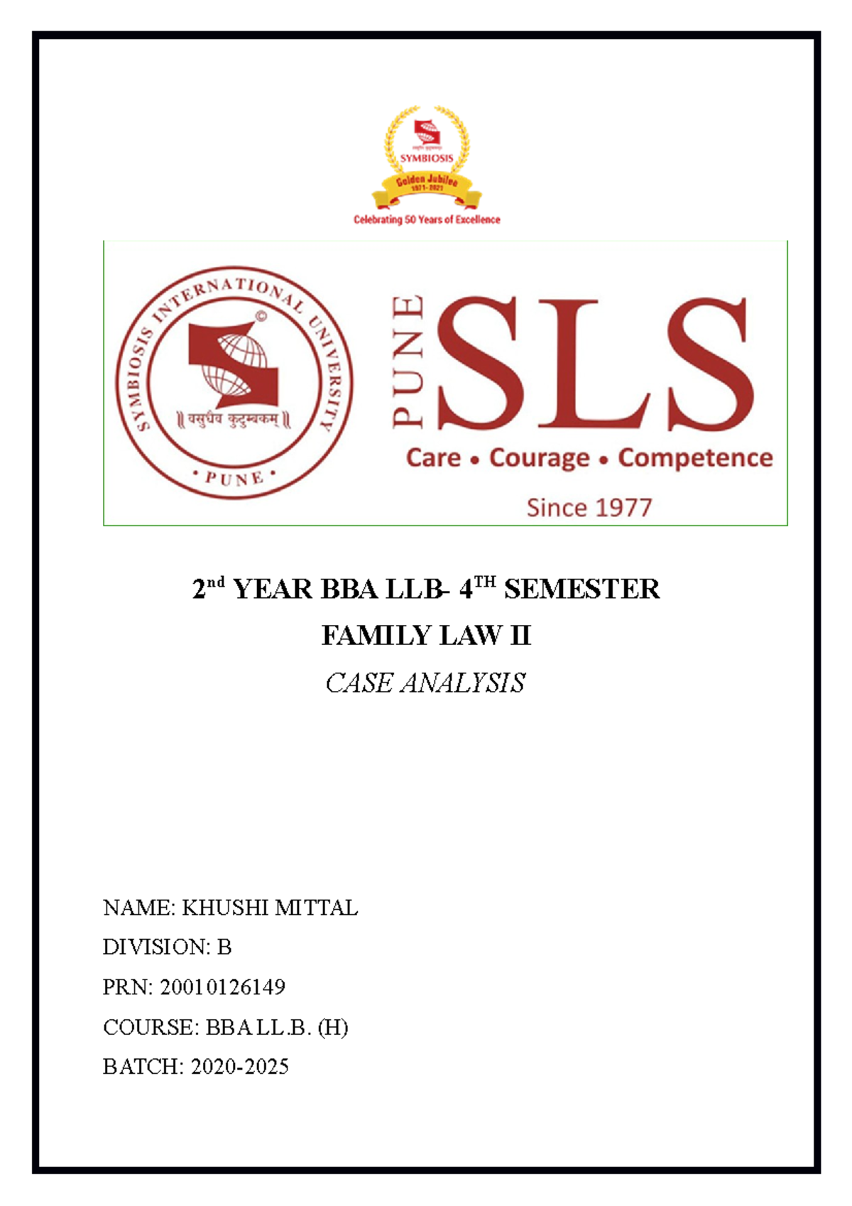 Family LAW II- 1ST Internal - 2 nd YEAR BBA LLB- 4TH SEMESTER FAMILY ...