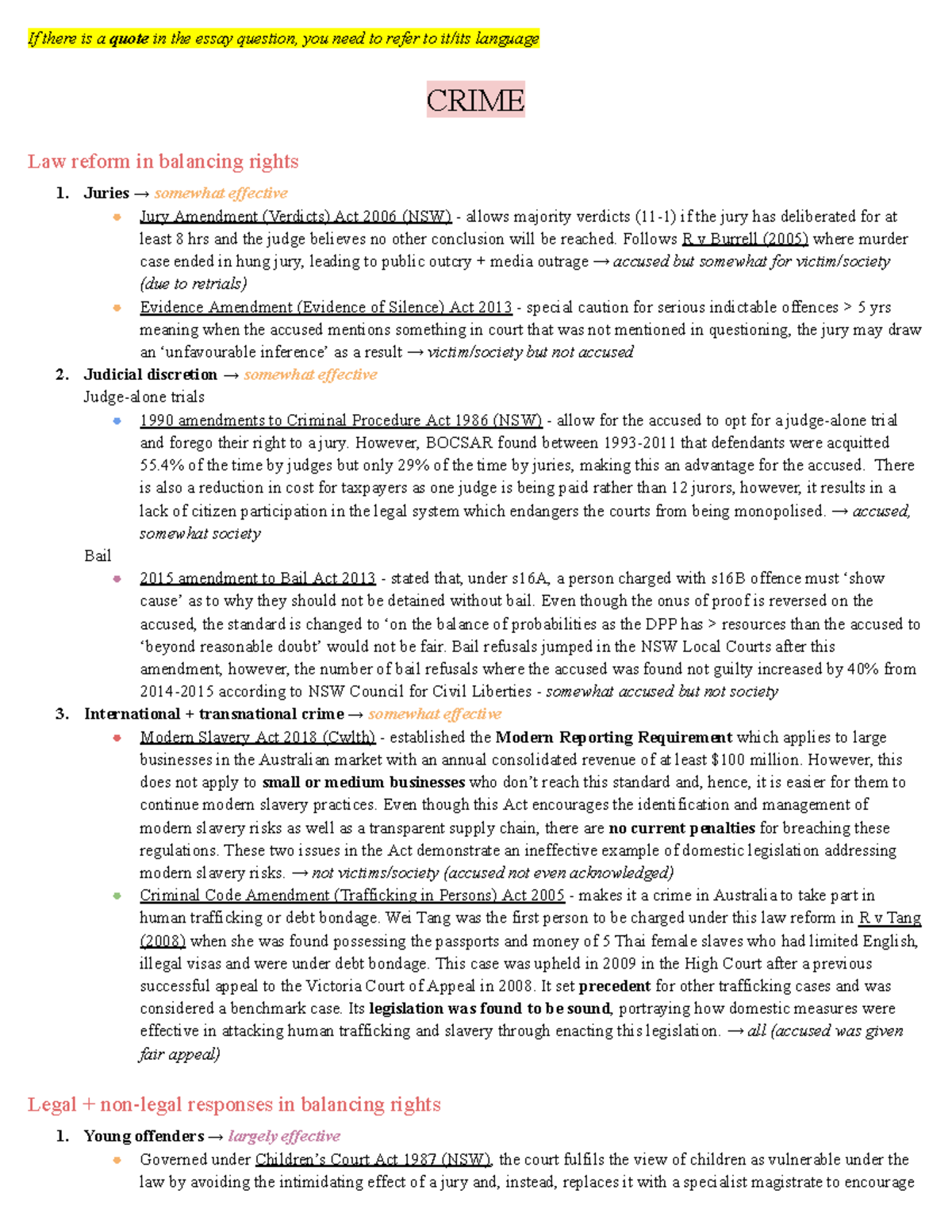 Legal Studies HSC Essay Plans - Crime, Family, World Order Analysis ...