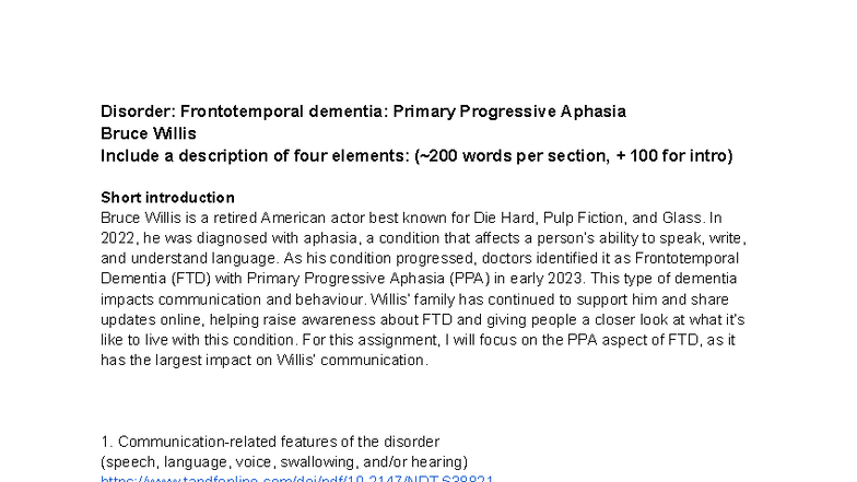 Disorder: Frontotemporal Dementia & Primary Progressive Aphasia (4411 ...