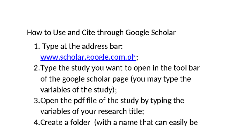 Using Google Scholar for Research Citations: A Step-by-Step Guide - Studocu
