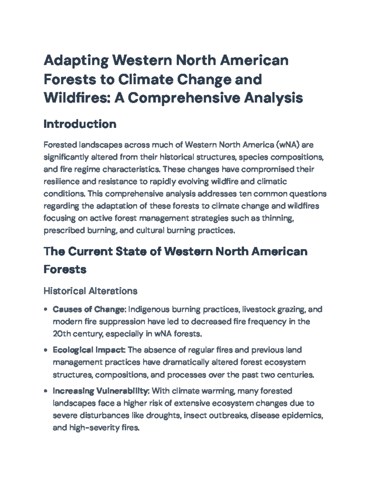 Adapting Western North American Forests to Climate Change & Wildfires ...