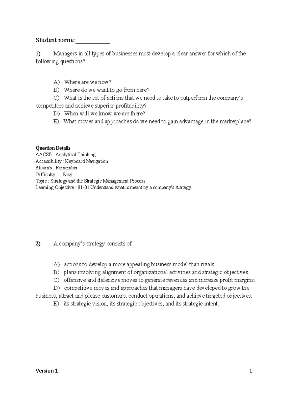 Chapter 01 - Strategic Management Process Study Materials - Studocu
