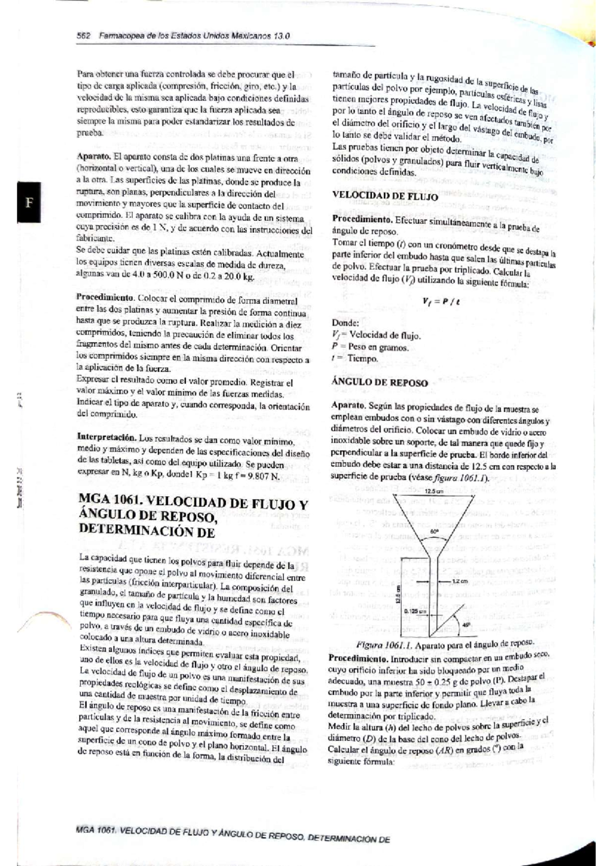MGA 1061: Determinación de Velocidad de Flujo y Ángulo de Reposo - Studocu