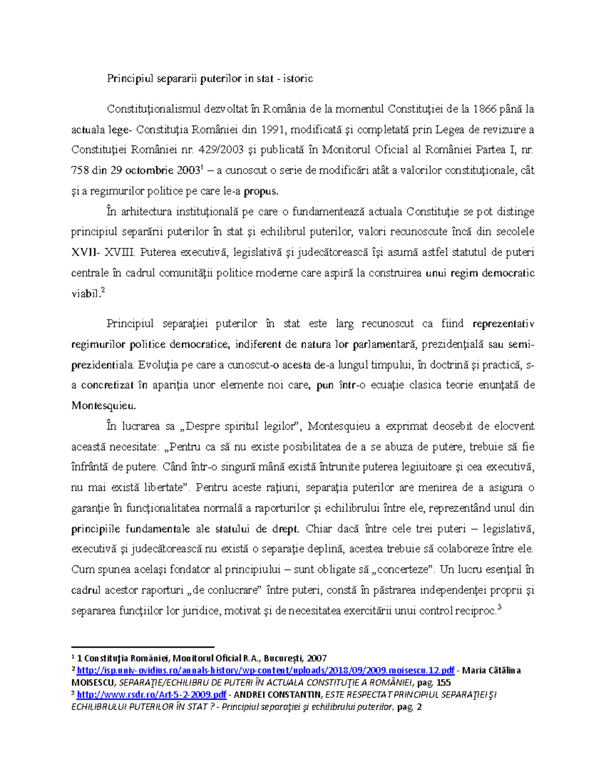 Xdocs - principiul separarii puterilor in stat - Principiul separarii ...