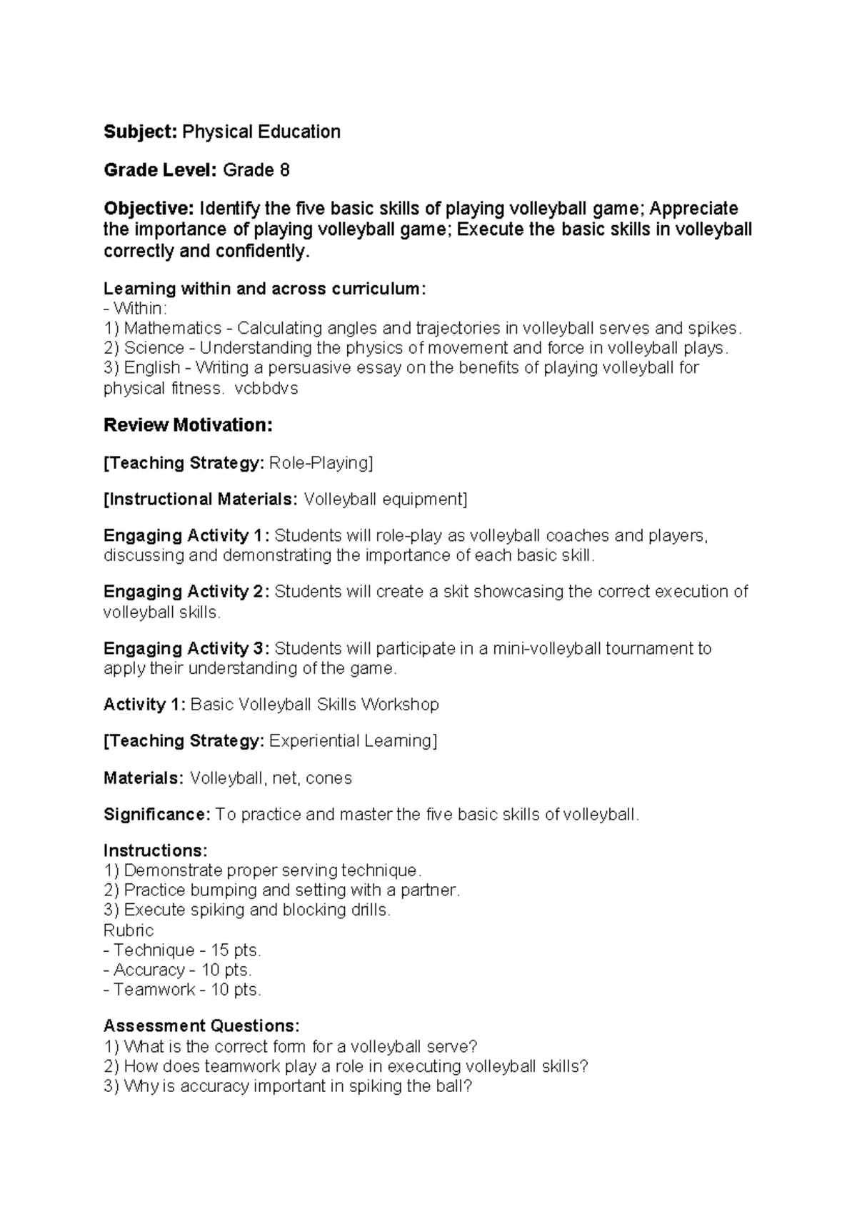 Detailed Lesson Plan: Locomotor & Non-Locomotor Movements in MAPEH 7 ...