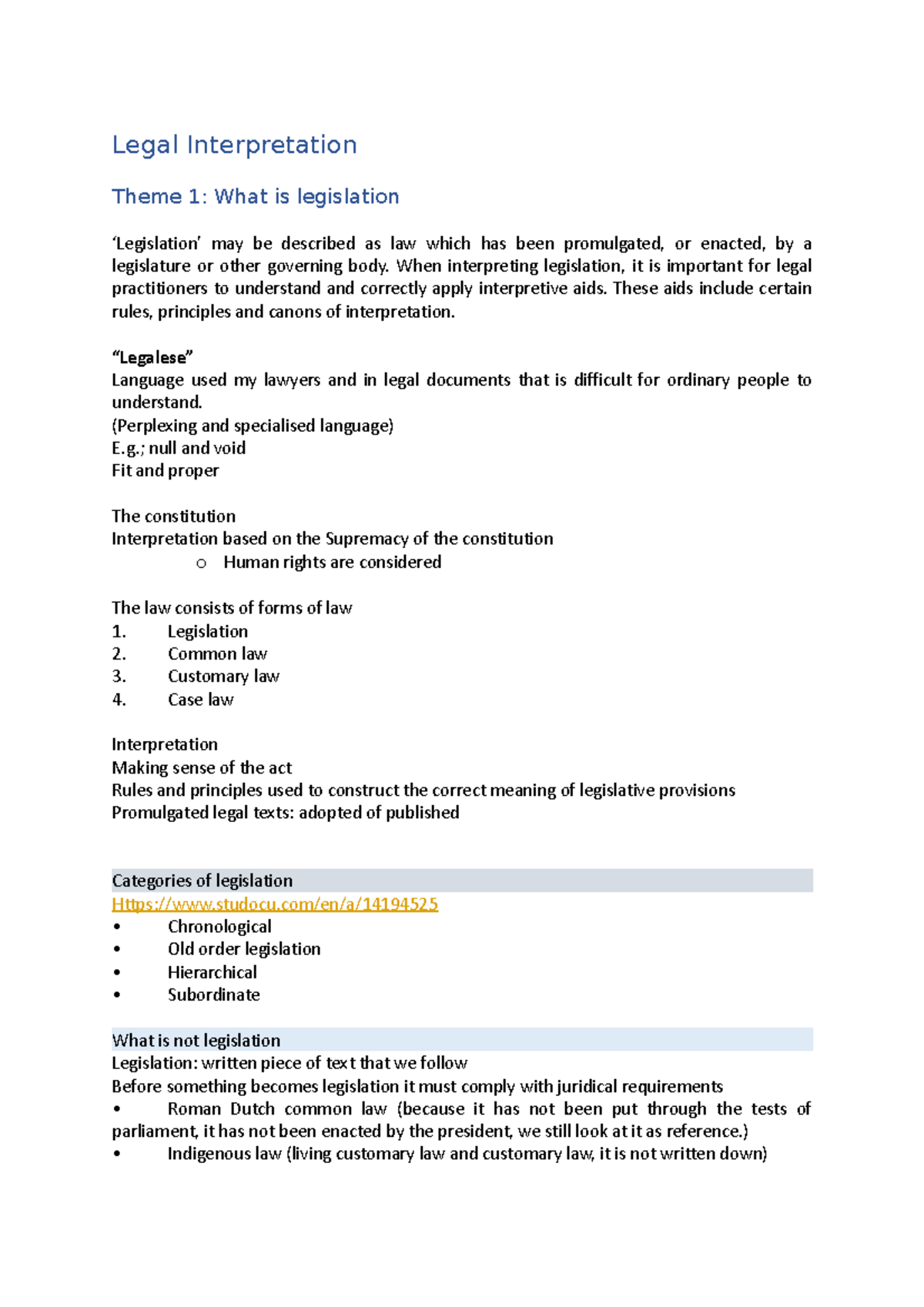 Legal Interpretation (LAW101) - Comprehensive Notes and Key Concepts ...