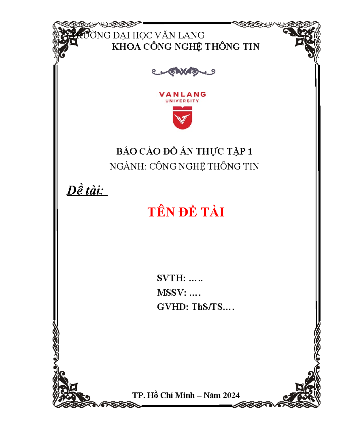 Trang Bia Bao Cao - Báo cáo thực tập - Bìa VLU - Báo cáo thực tập tốt ...