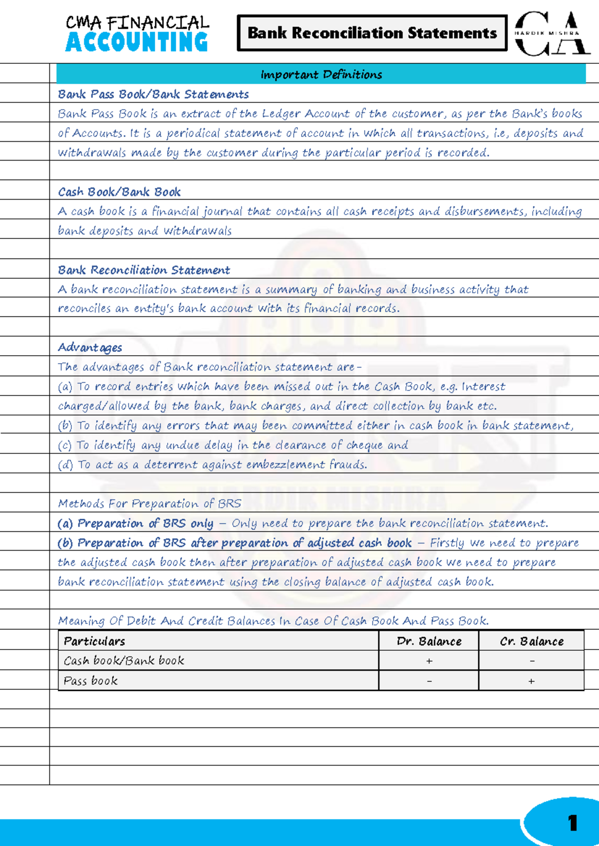 CMA FINANCIAL ACCOUNTING: Key Concepts of Bank Reconciliation ...