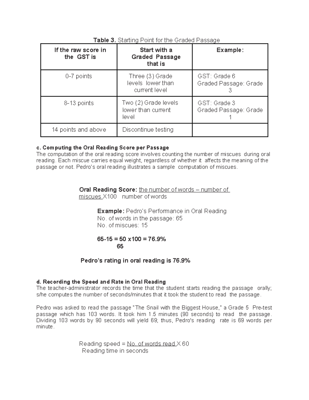 Phil-IRI - Oral Reading Percentage & Comprehension Level Guide - Studocu