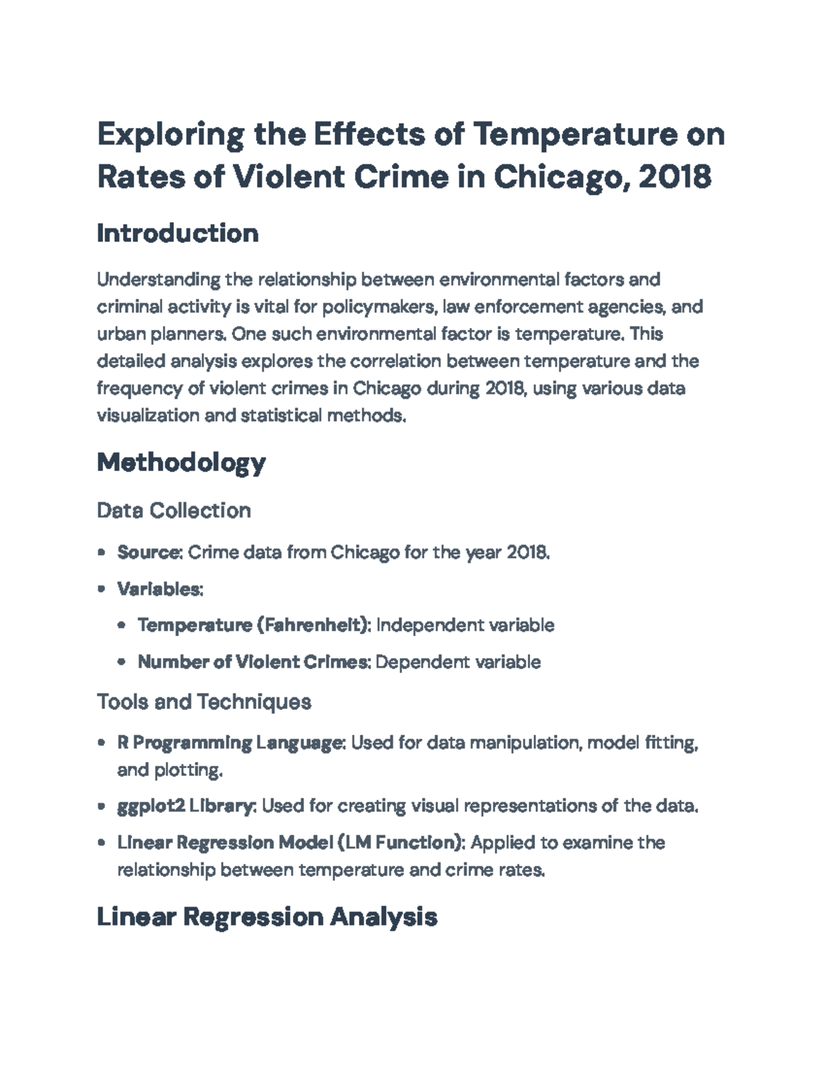 Analysis of Temperature's Impact on Violent Crime Rates in Chicago 2018 ...