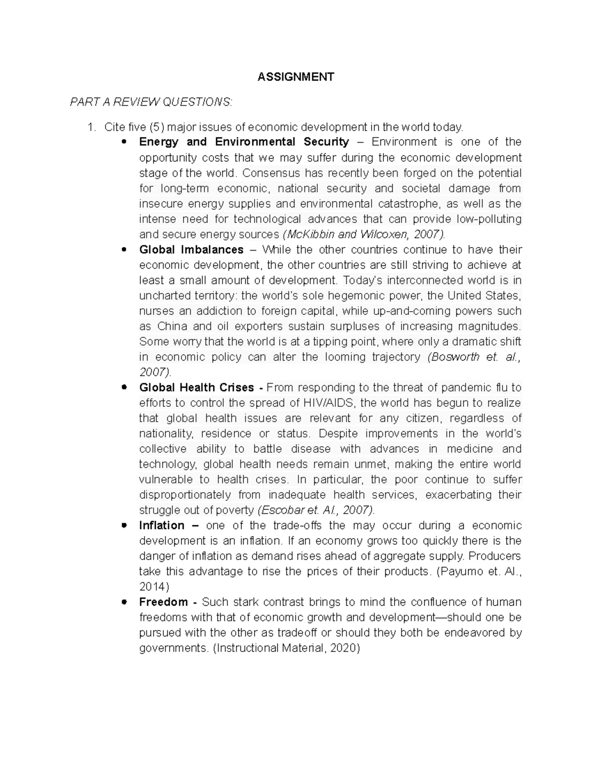 ECO 101: Key Issues in Economic Development - An Essay Analysis - Studocu