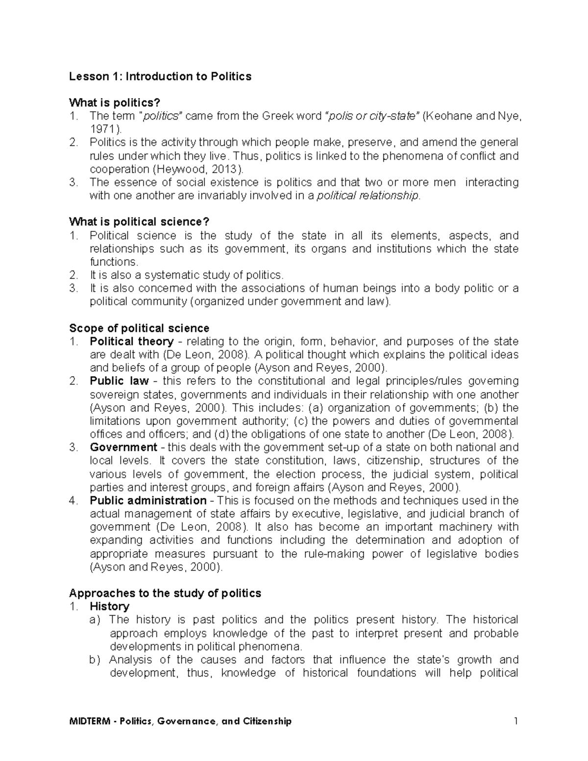 Politics-Governance-and-Constitution-Part-1 - Lesson 1: Introduction to ...