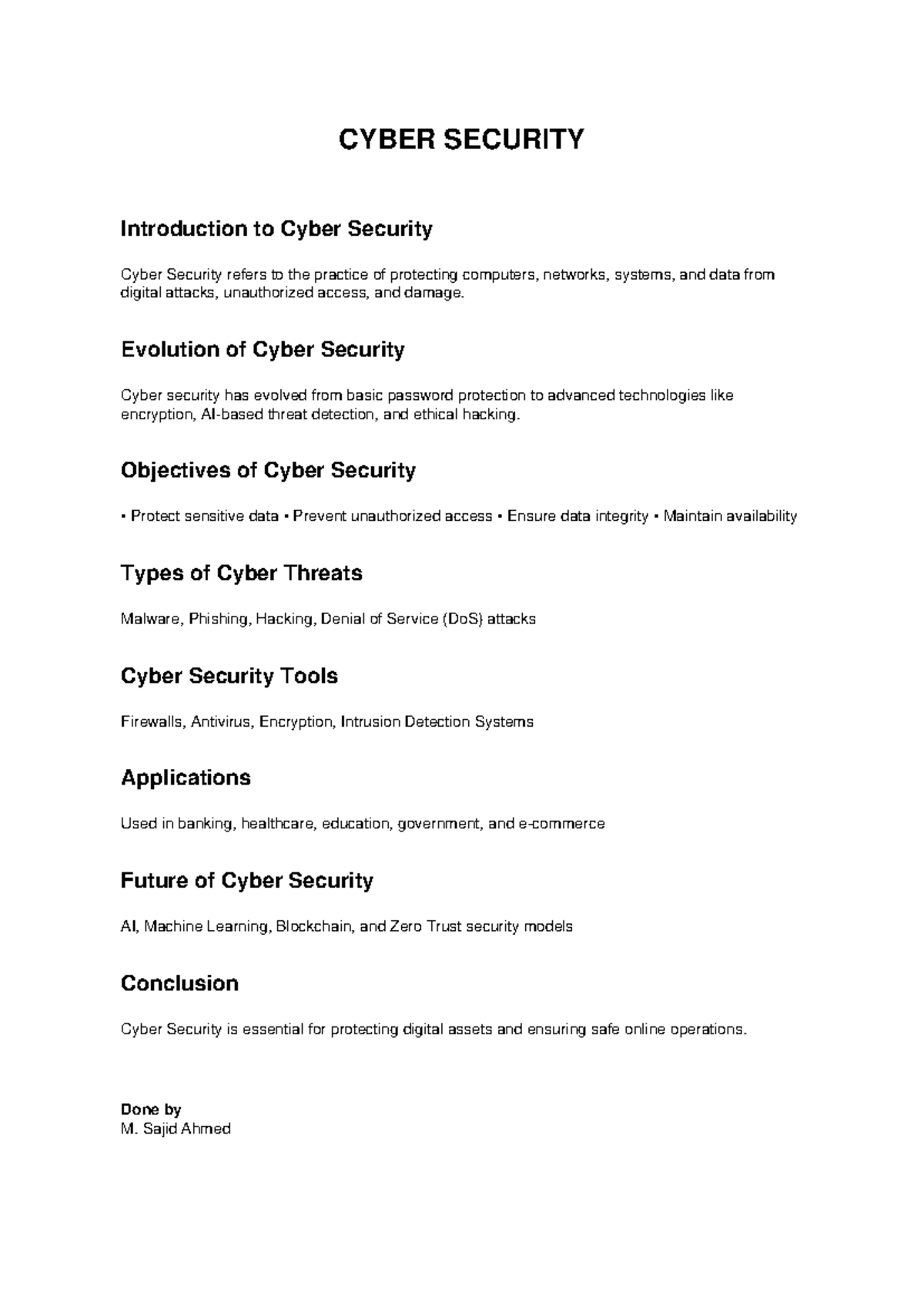 CYBER SECURITY Assignment: Introduction & Evolution of Cyber Security ...