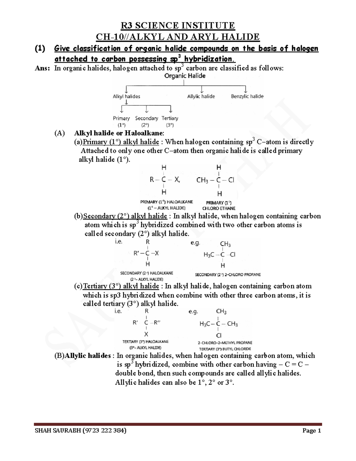 CH-10 Module: Classification and Reactions of Organic Halides - Studocu