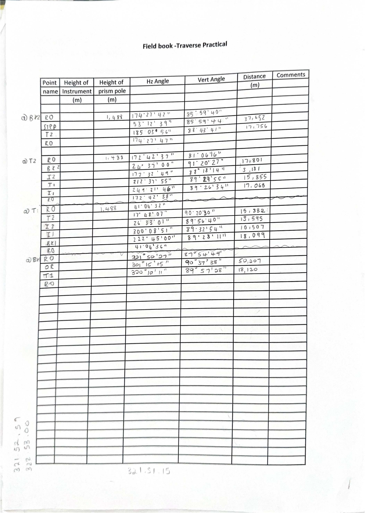 Field Book - Traverse Practical Measurements and Comments - Studocu