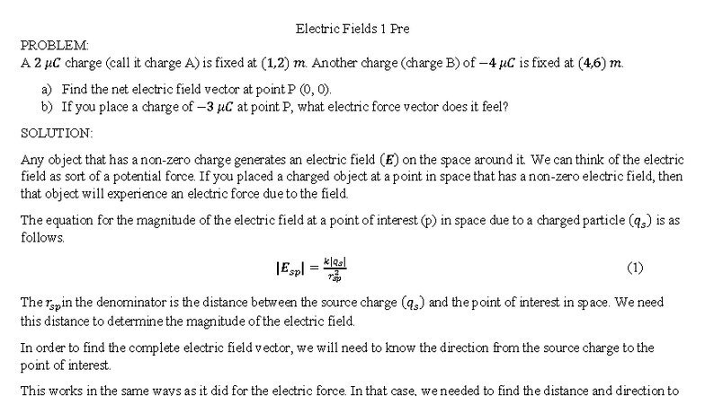 Electric Fields 1 Pre: Charge Interaction and Electric Force Analysis ...