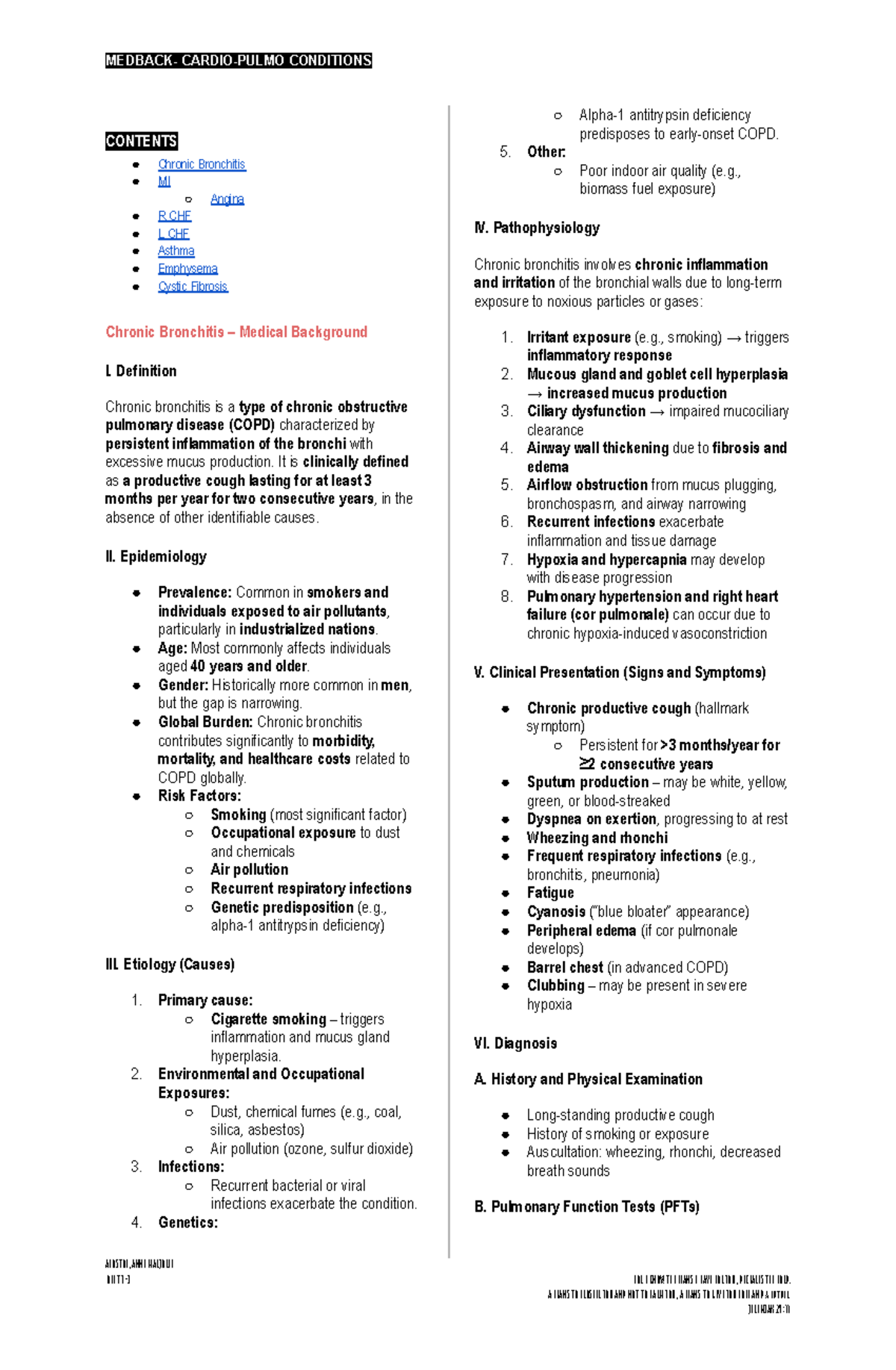 Cardiopulmonary Conditions: COPD, CHF, and Cystic Fibrosis Overview ...