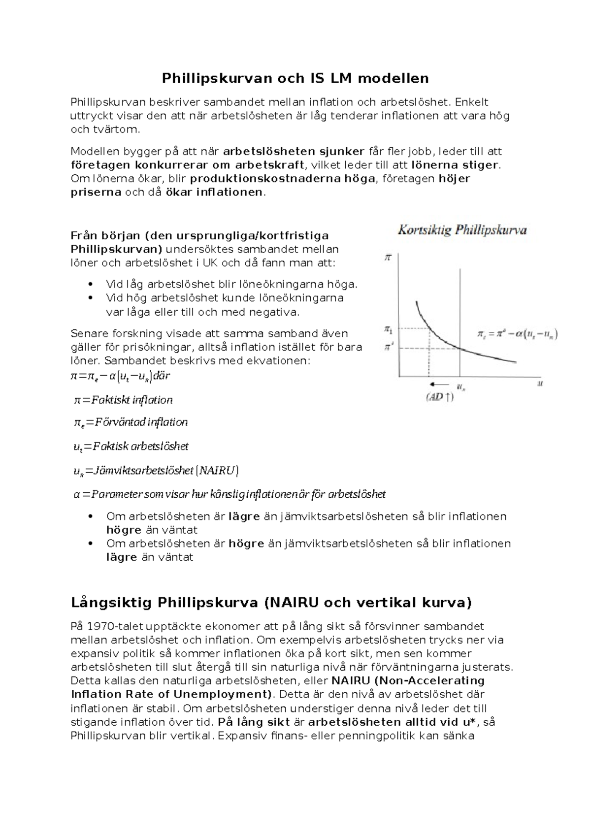Phillipskurvan och IS LM modellen - Phillipskurvan och IS LM modellen ...