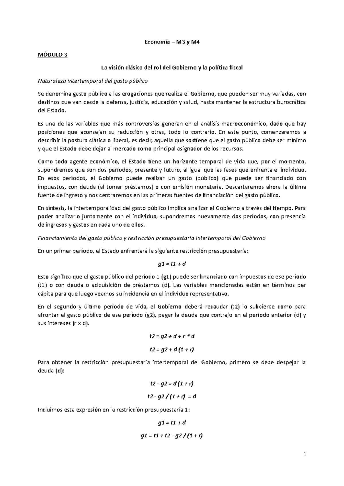 Economía - M3 y M4. Listo - Economía II - Siglo 21 - Studocu