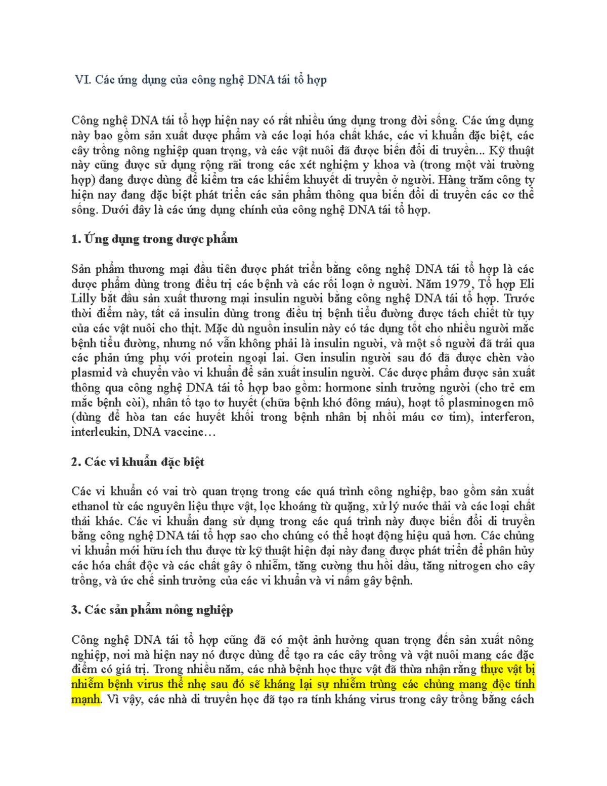 Ứng dụng dna tái tổ hợp - tài liệu - VI. Các ứng dụng của công nghệ DNA ...