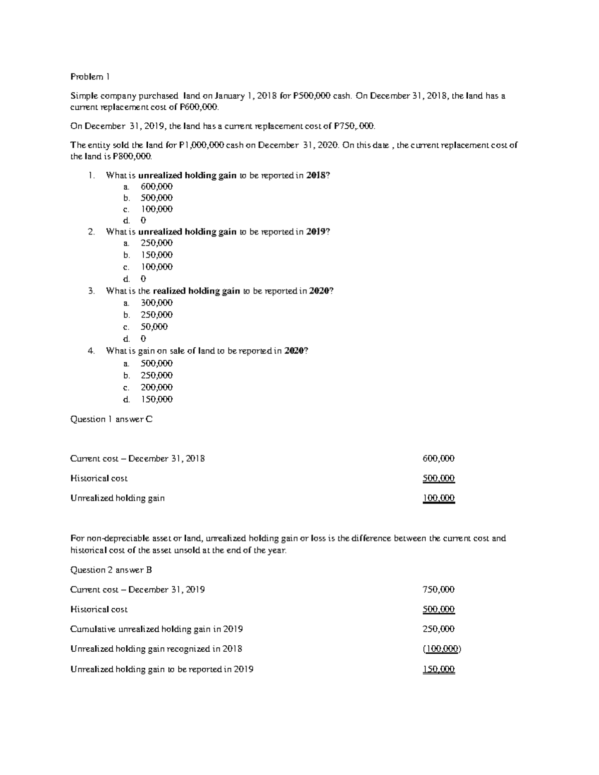 Current Cost Accounting Problems & Solutions (ACCT 101) - Studocu