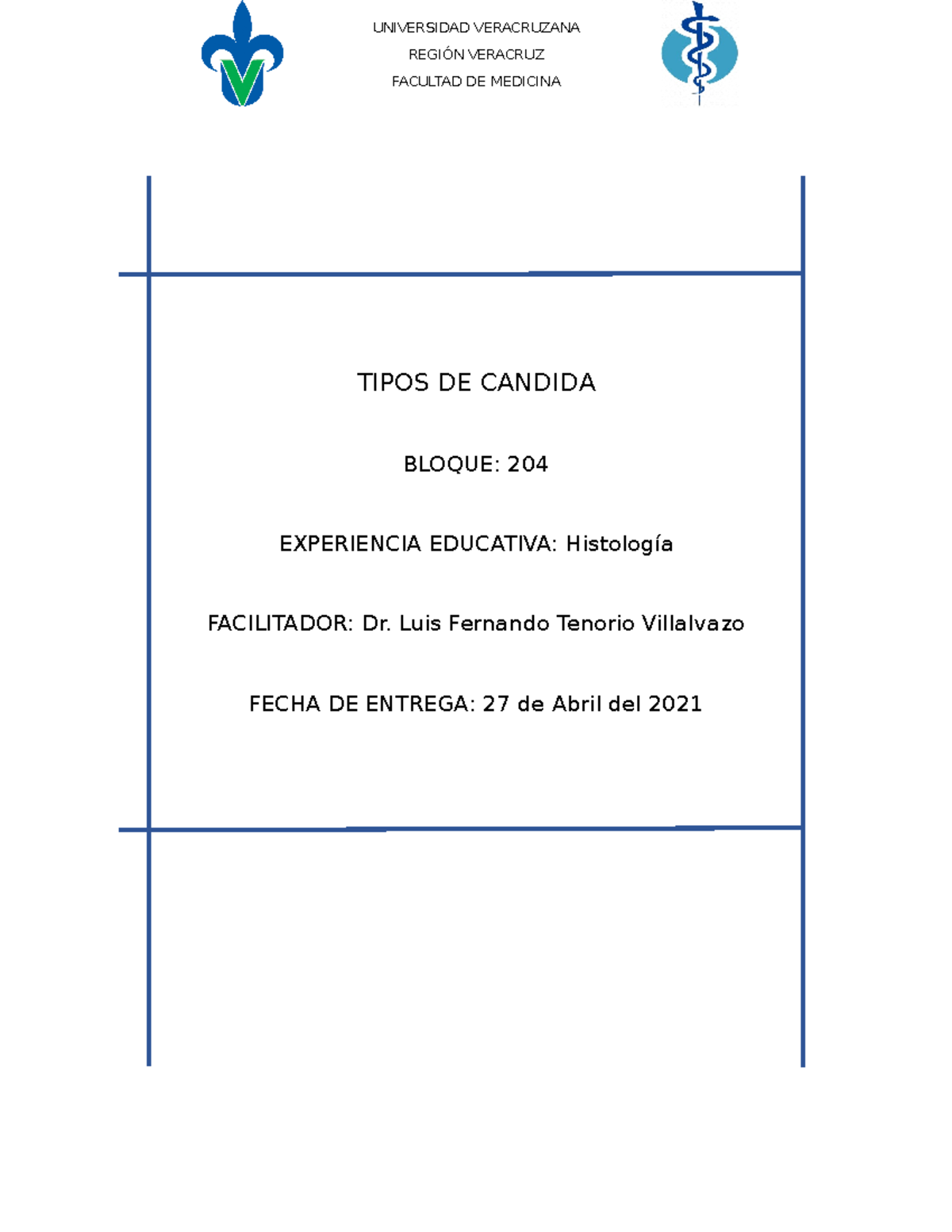 Tipos de Cándida y su Clasificación en Histología (Bloque 204) - Studocu
