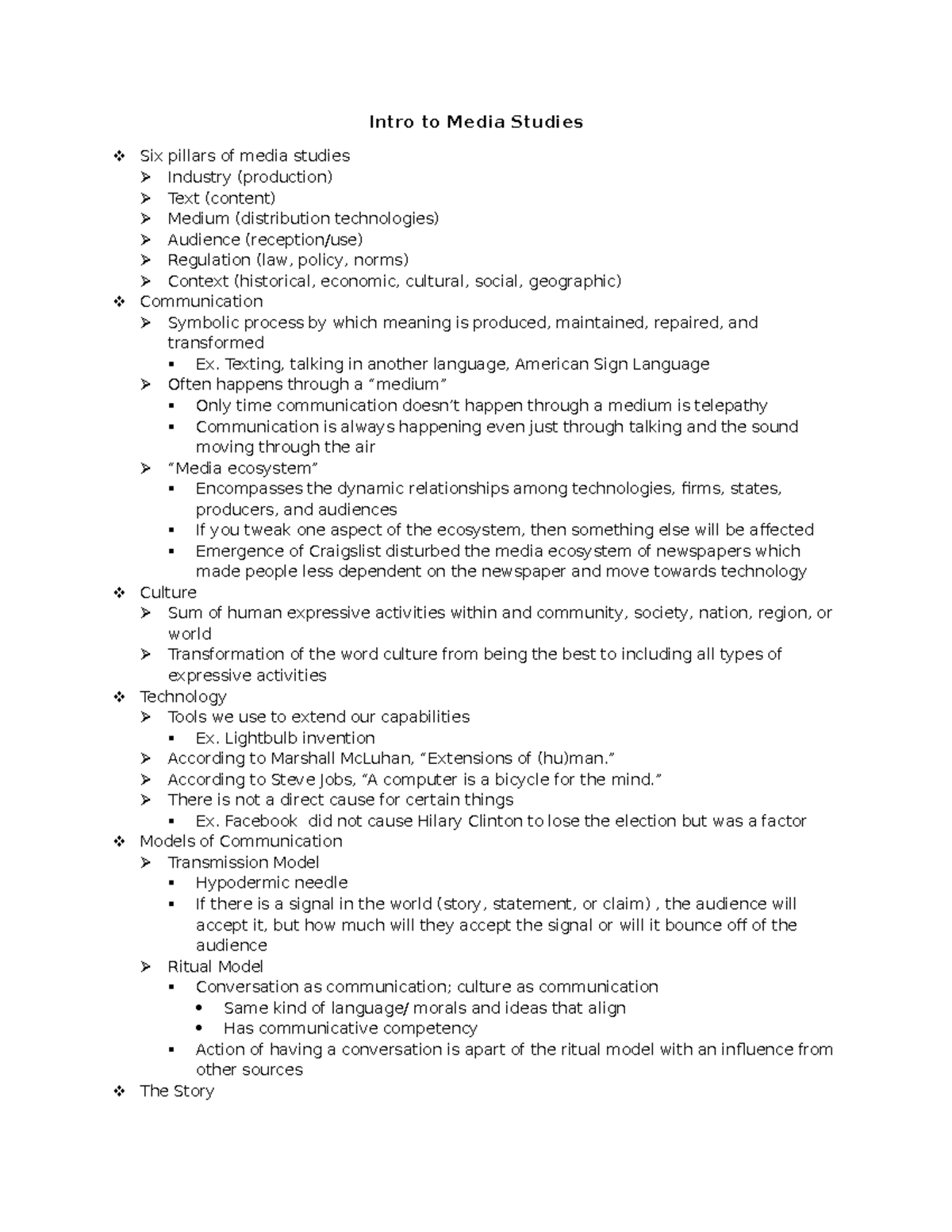 Media Studies Lecture Notes: Key Concepts and Analysis - Studocu