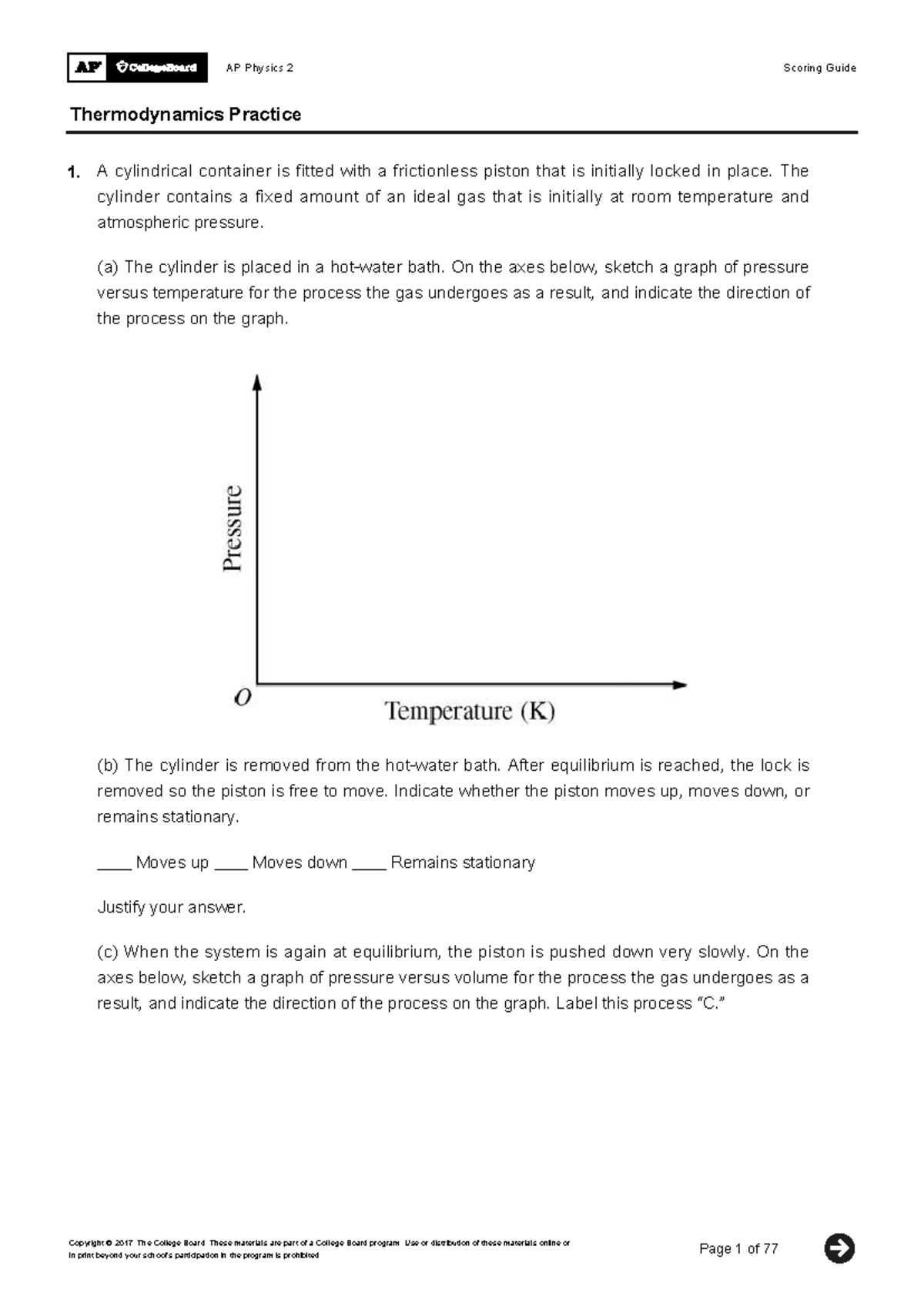 AP Physics 2 Thermodynamics Practice Scoring Guide - Studocu