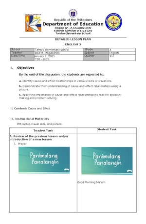 Detailed Lesson Plan in English 5 - Kolehiyo ng Lungsod ng Lipa BEED 4 ...