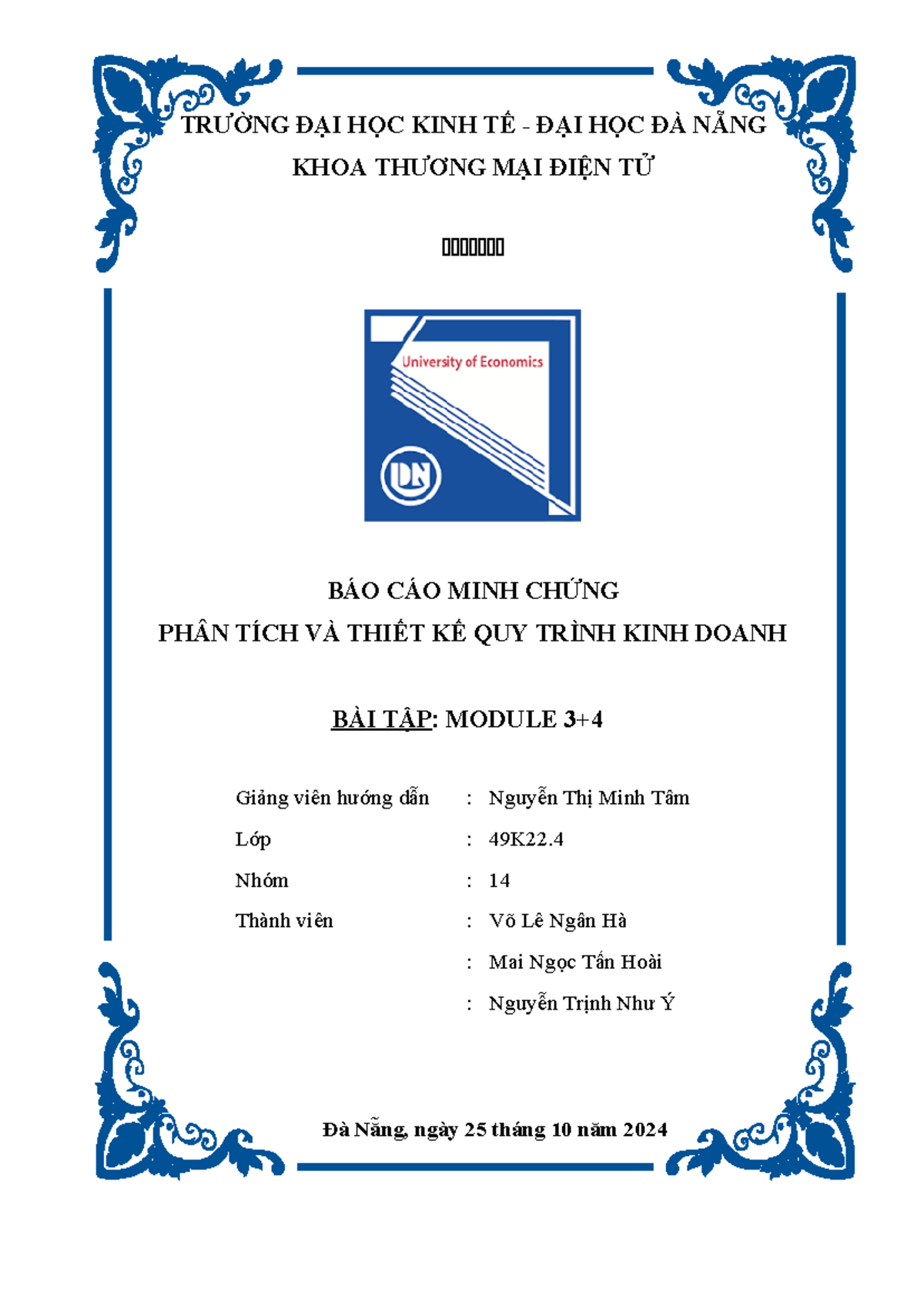 Báo Cáo Minh Chứng: Phân Tích Quy Trình Kinh Doanh KNC 49K22 - Studocu