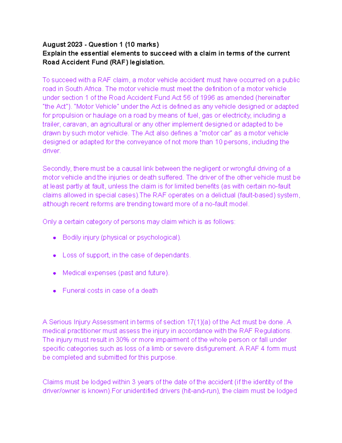 RAF Practice Questions and Answers - Paper 1 (August 2023) - Studocu