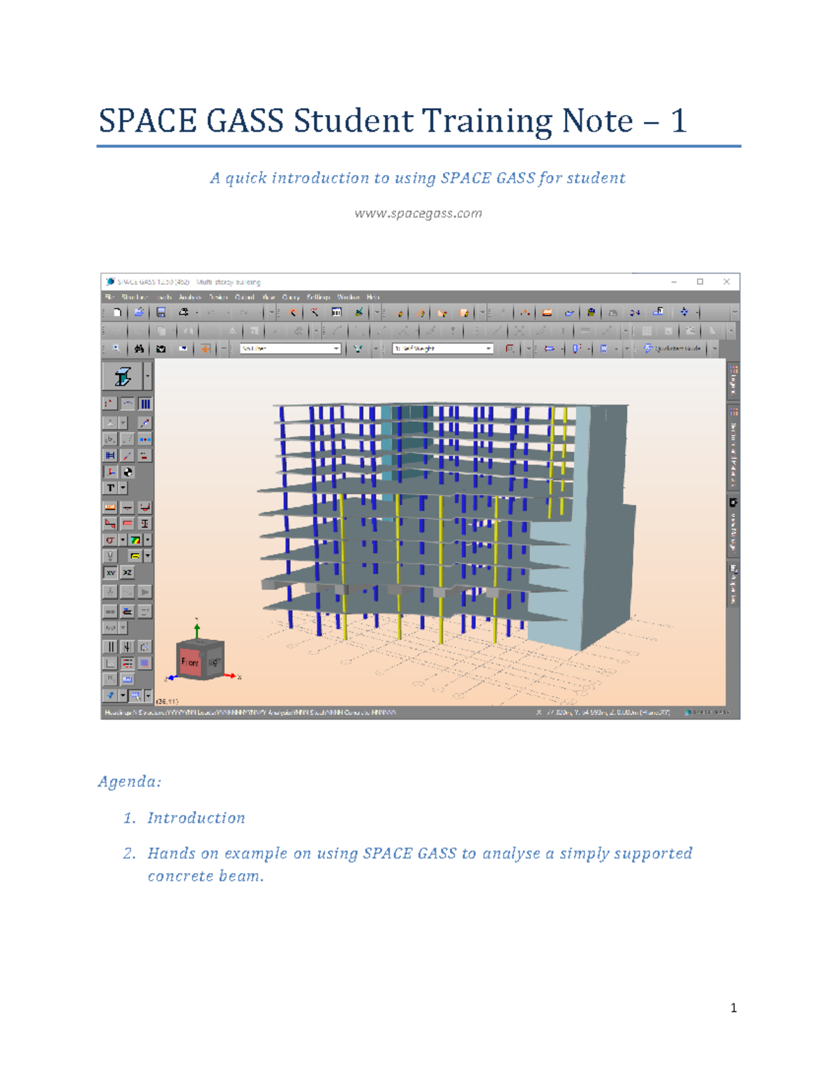 SPACE GASS Student Training Notes: A Hands-On Guide for Analysis - Studocu