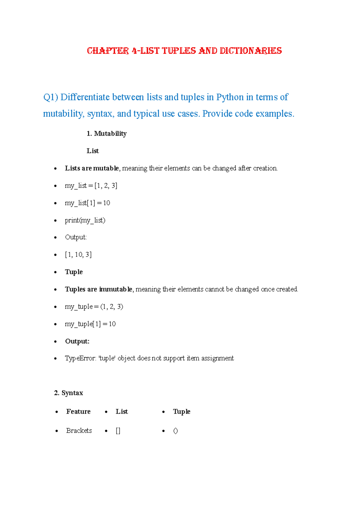 Chapter 4: Tuples and Dictionaries in Python (OEC) - Studeersnel