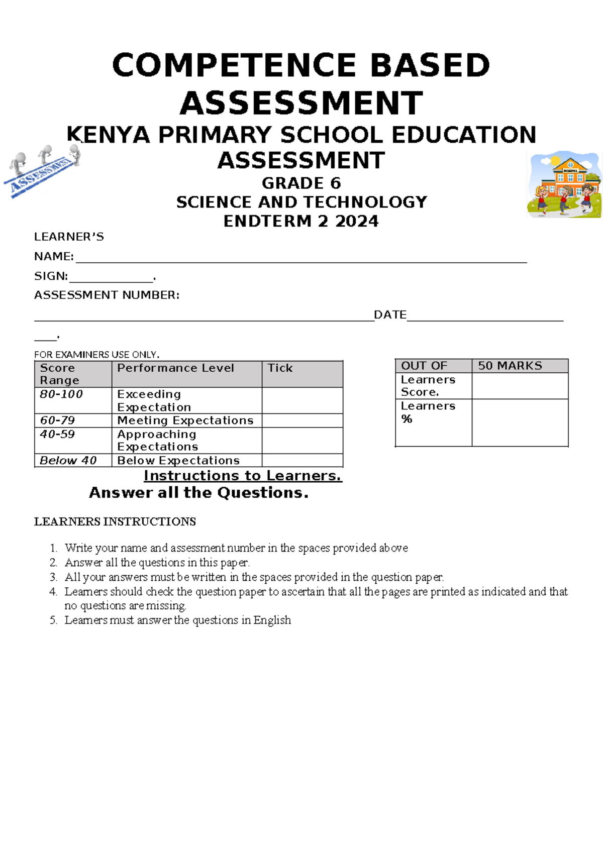 Grade 6 Science & Technology Endterm 2 Assessment Notes 2024 - Studocu
