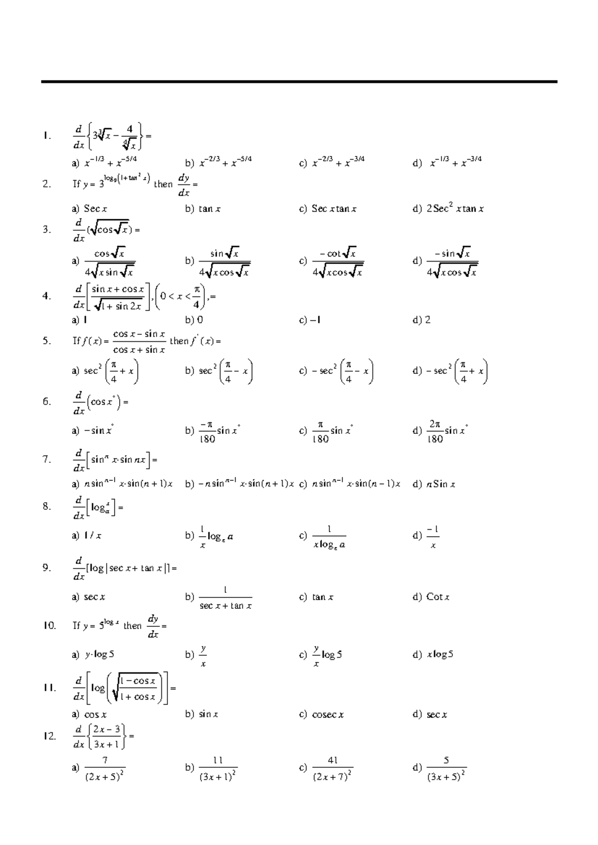 Maths LCD WEEK 2 Day 5 - JEE Practice Questions and Solutions - Studocu