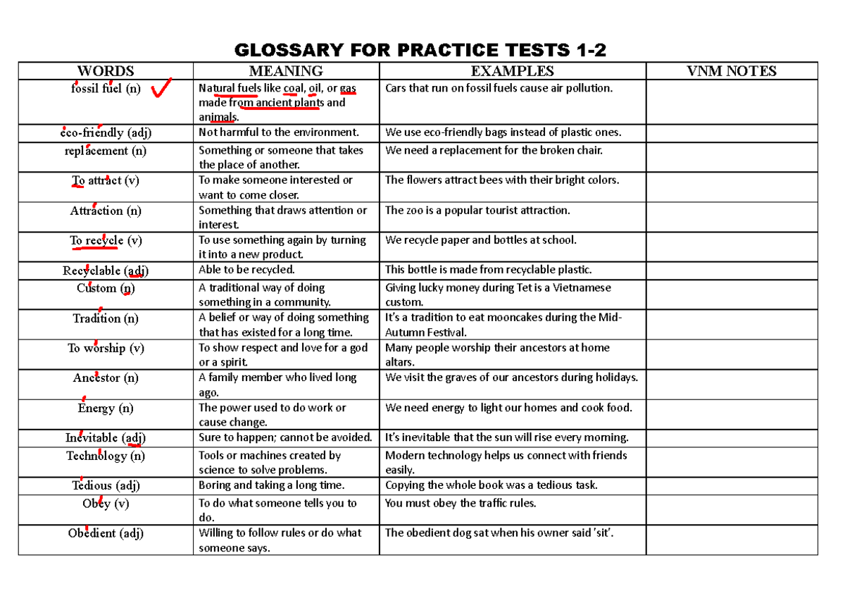 Glossary for Practice Tests 1-2: Key Terms and Definitions - Studocu