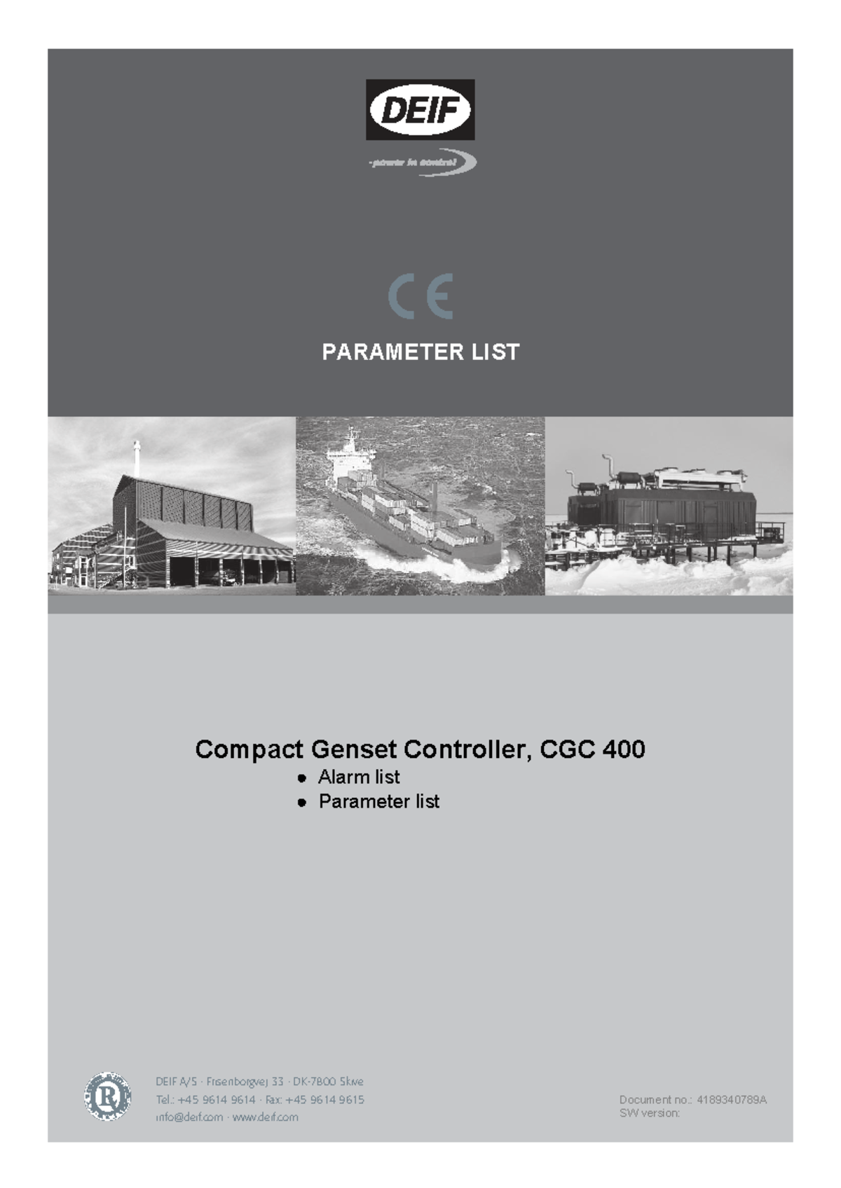 CGC 400 Parameter List & Alarm Overview - Document 4189340789 - Studocu