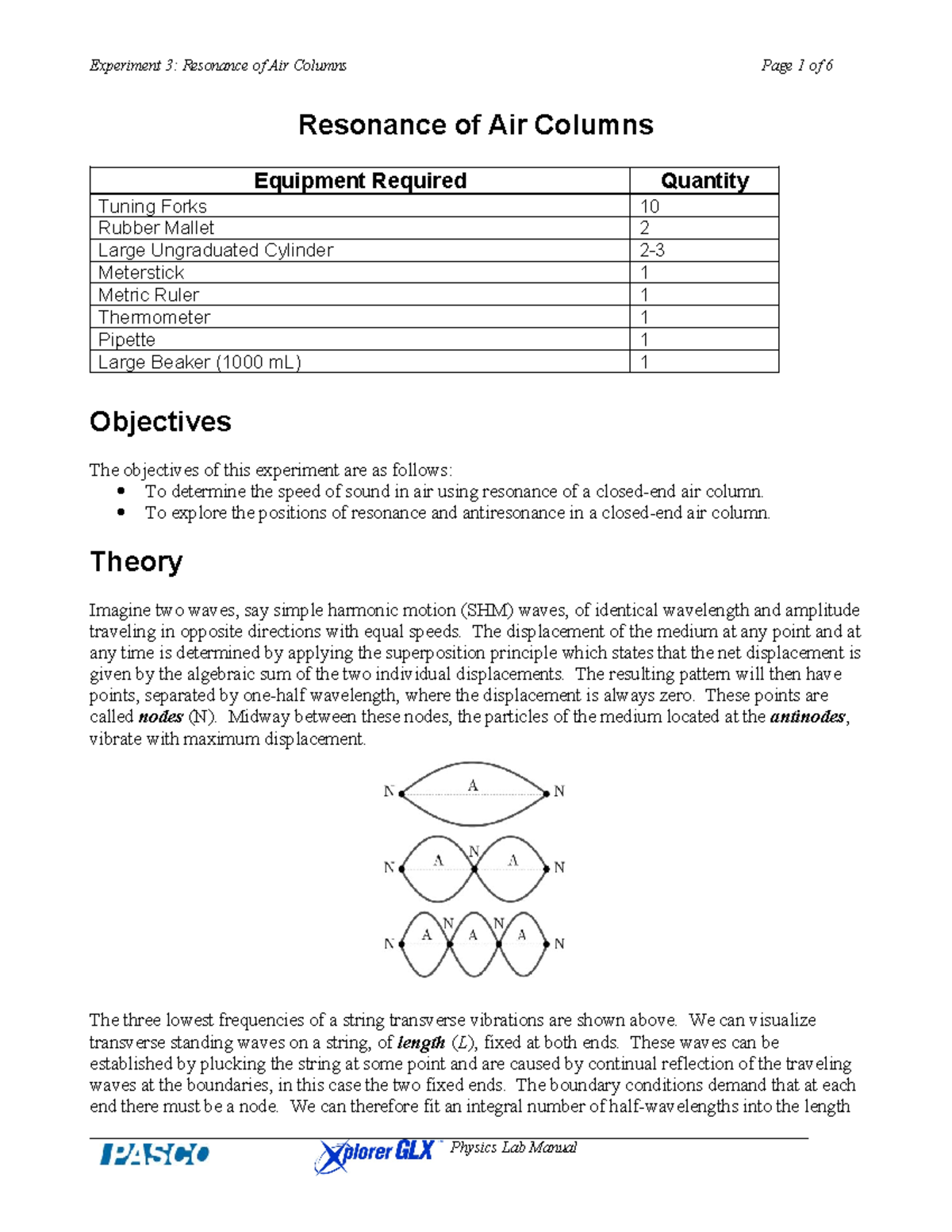03 Physics Lab: Resonance of Air Columns Experiment Report - Studocu