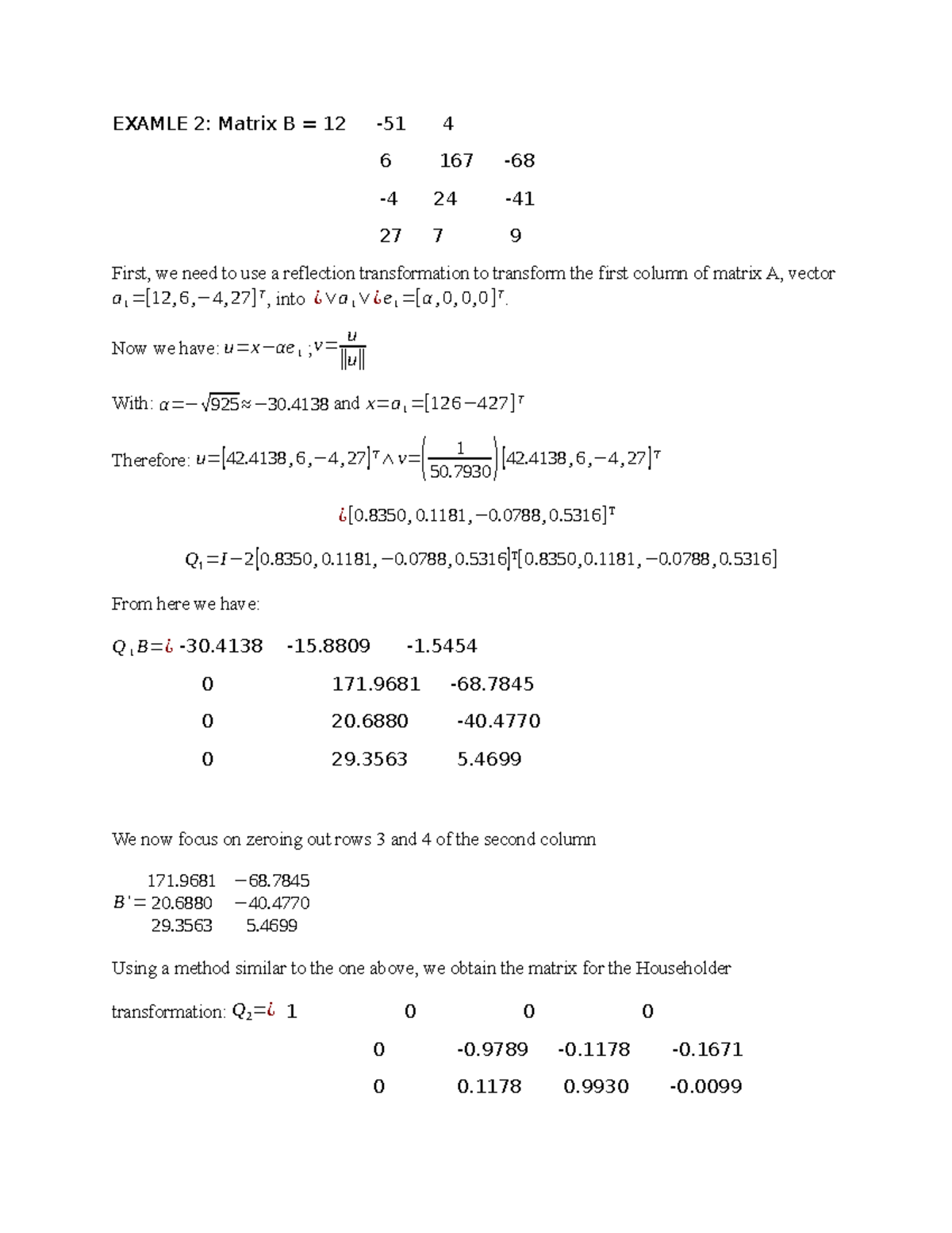EXAMLE 2: Reflection Transformation in Matrix B Analysis - Studocu