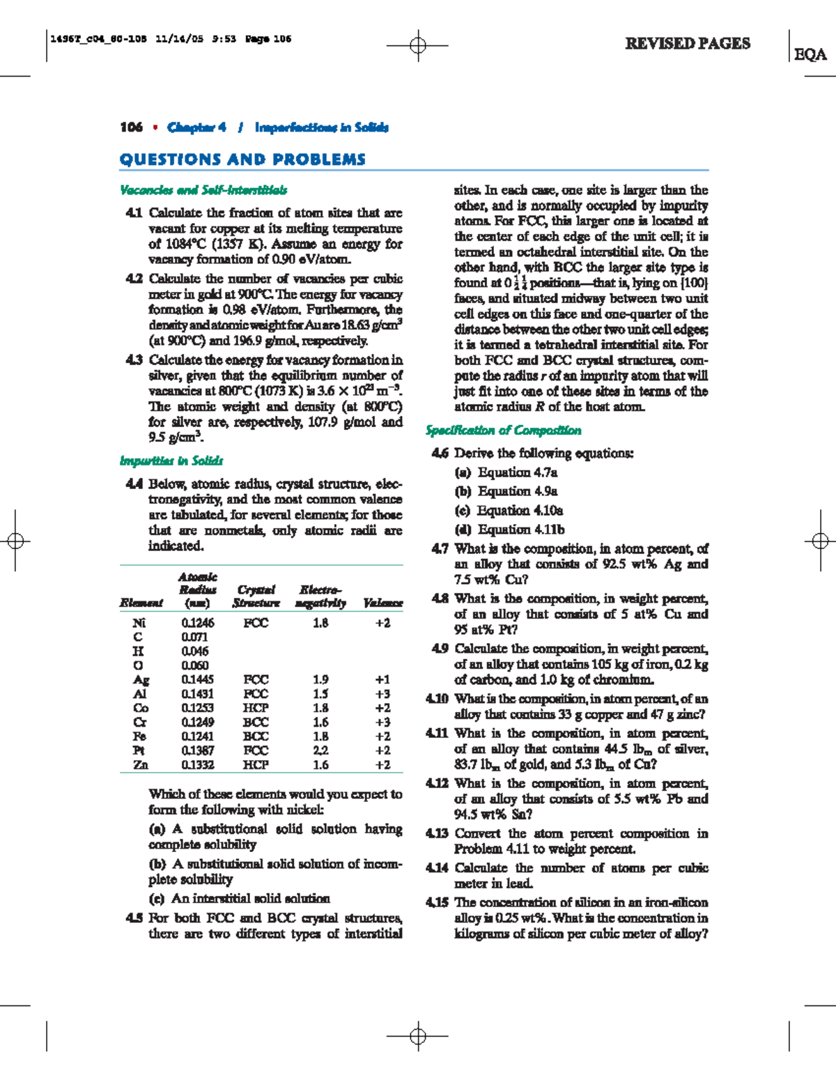 Ch 1496T: Chapter 4 - Imperfections in Solids Questions & Problems ...