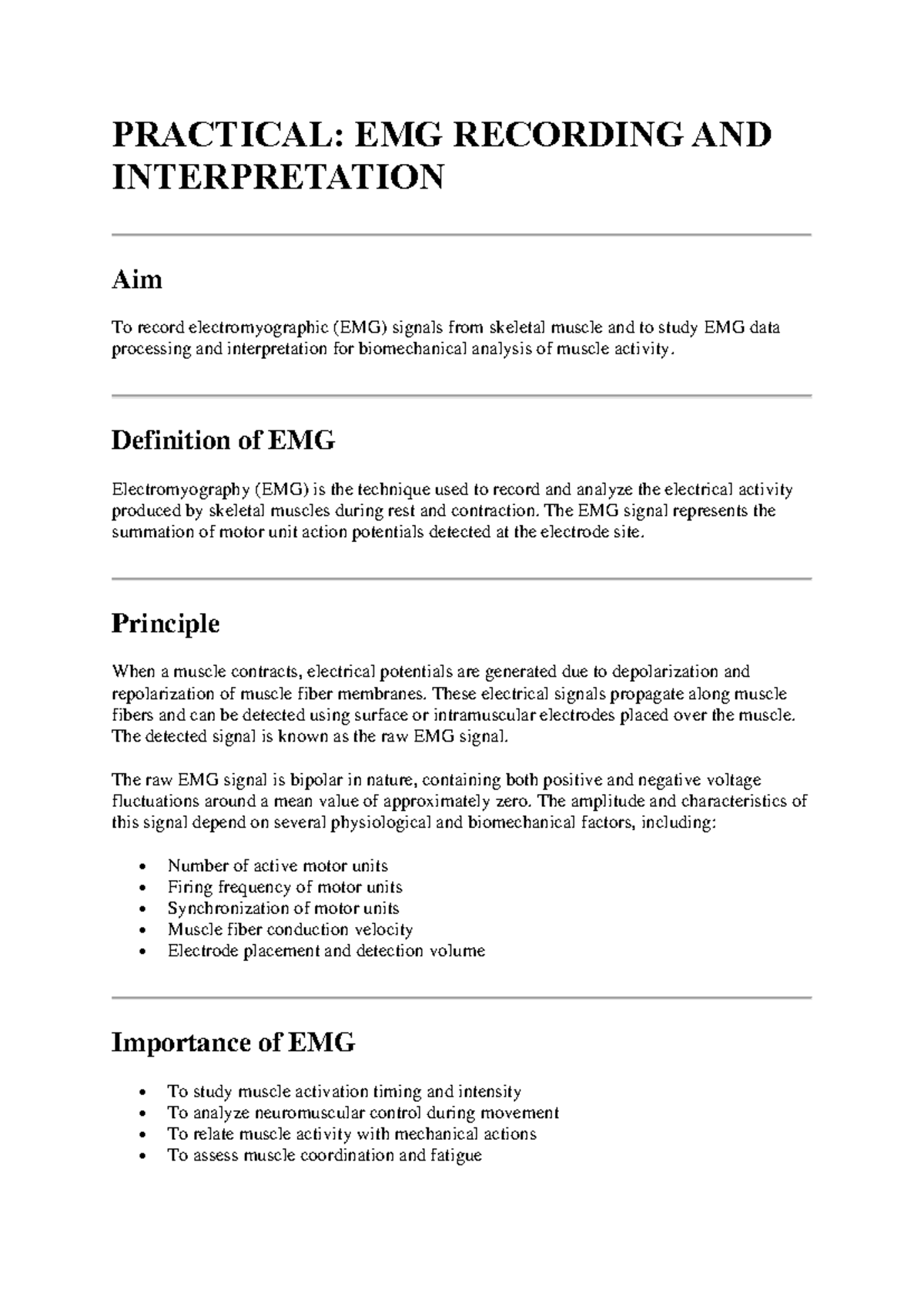 EMG 101: Practical Guide to EMG Recording & Interpretation - Studocu