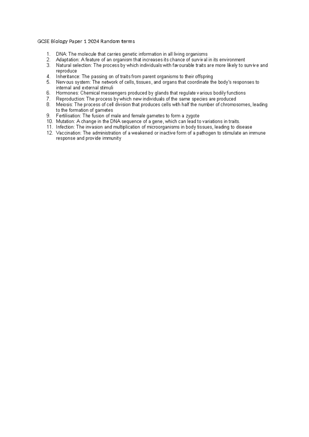 Gcse help biology - Science help - GCSE Biology Paper 1 2024 Random ...