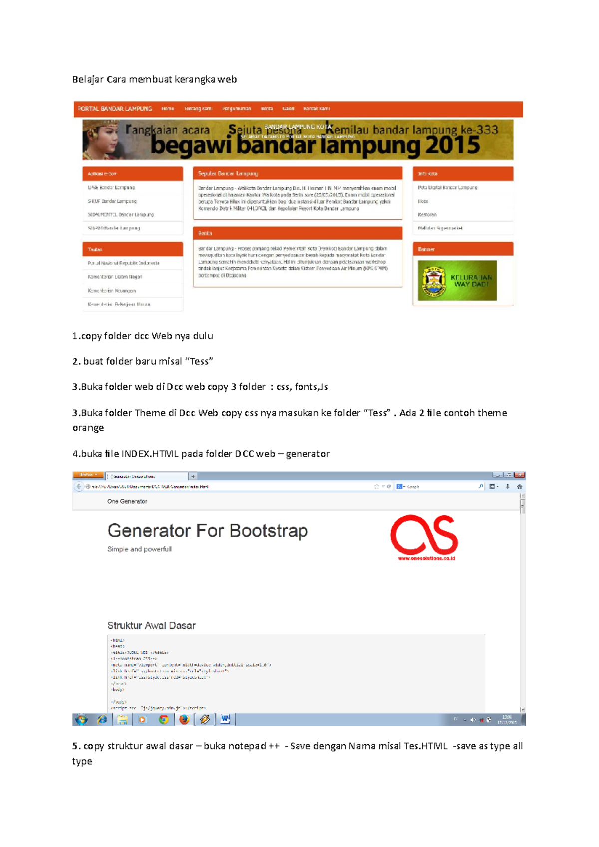 Belajar Cara membuat kerangka web - buat folder baru misal “Tess” 3 ...
