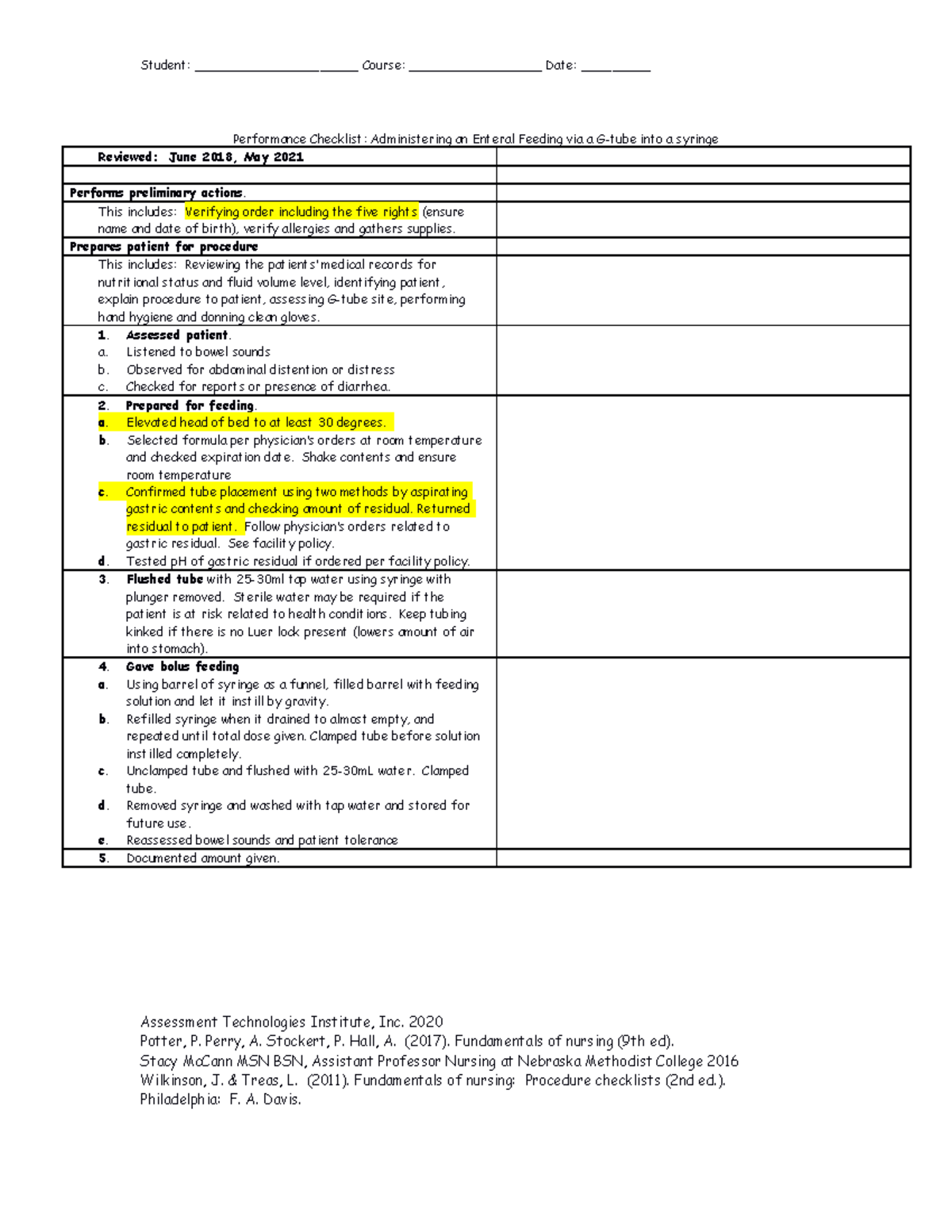 Administering Enteral Feeding via G-Tube: Guidelines & Checklist - Studocu
