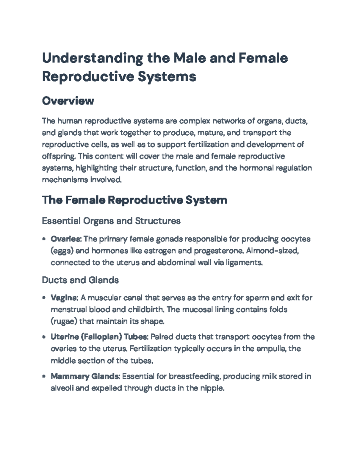 Understanding Male and Female Reproductive Systems - Anatomy ...