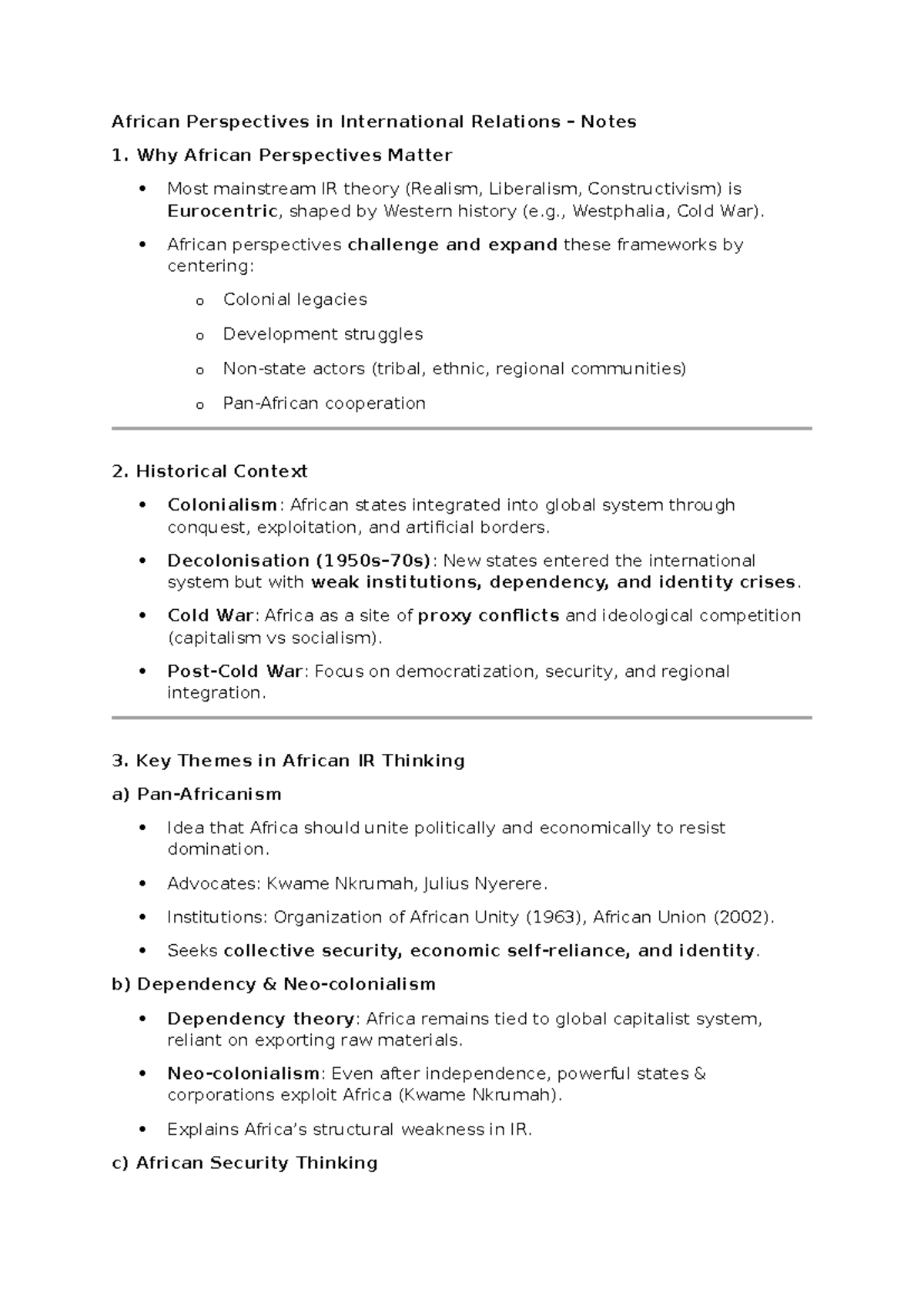 African Perspectives in International Relations: Key Themes & Context ...