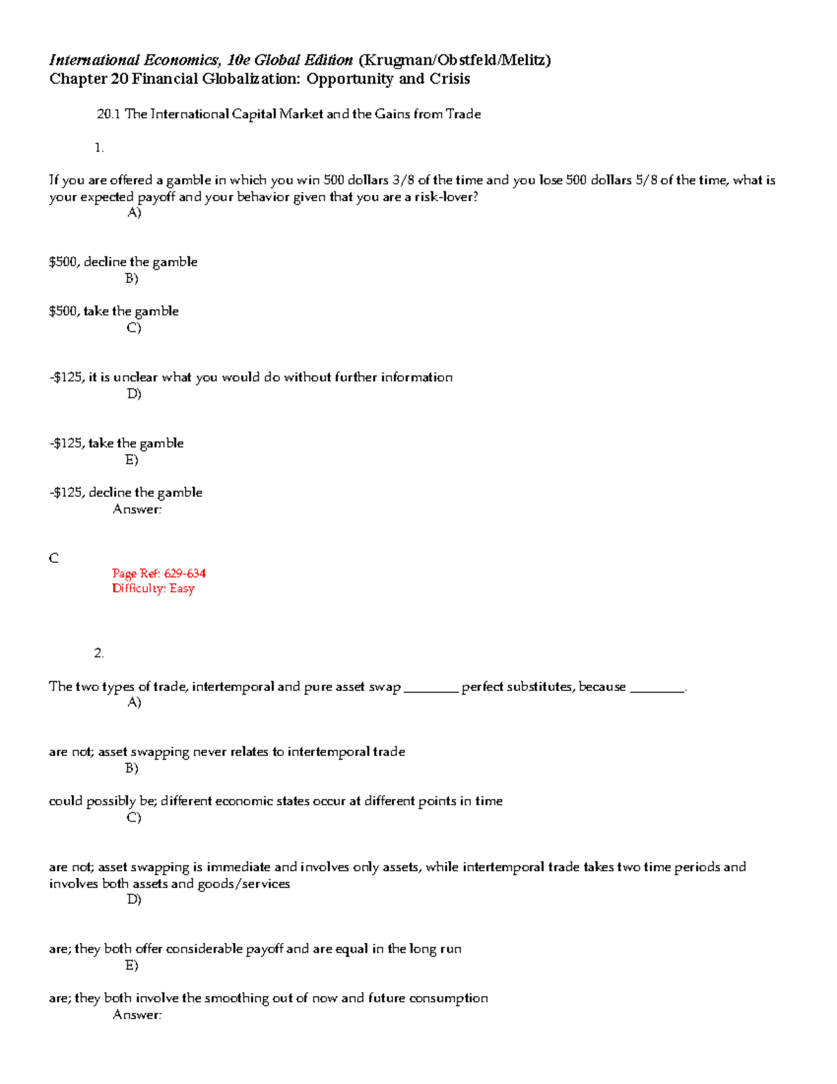 Ch 20 - Key Exam Questions on Financial Globalization - Studocu
